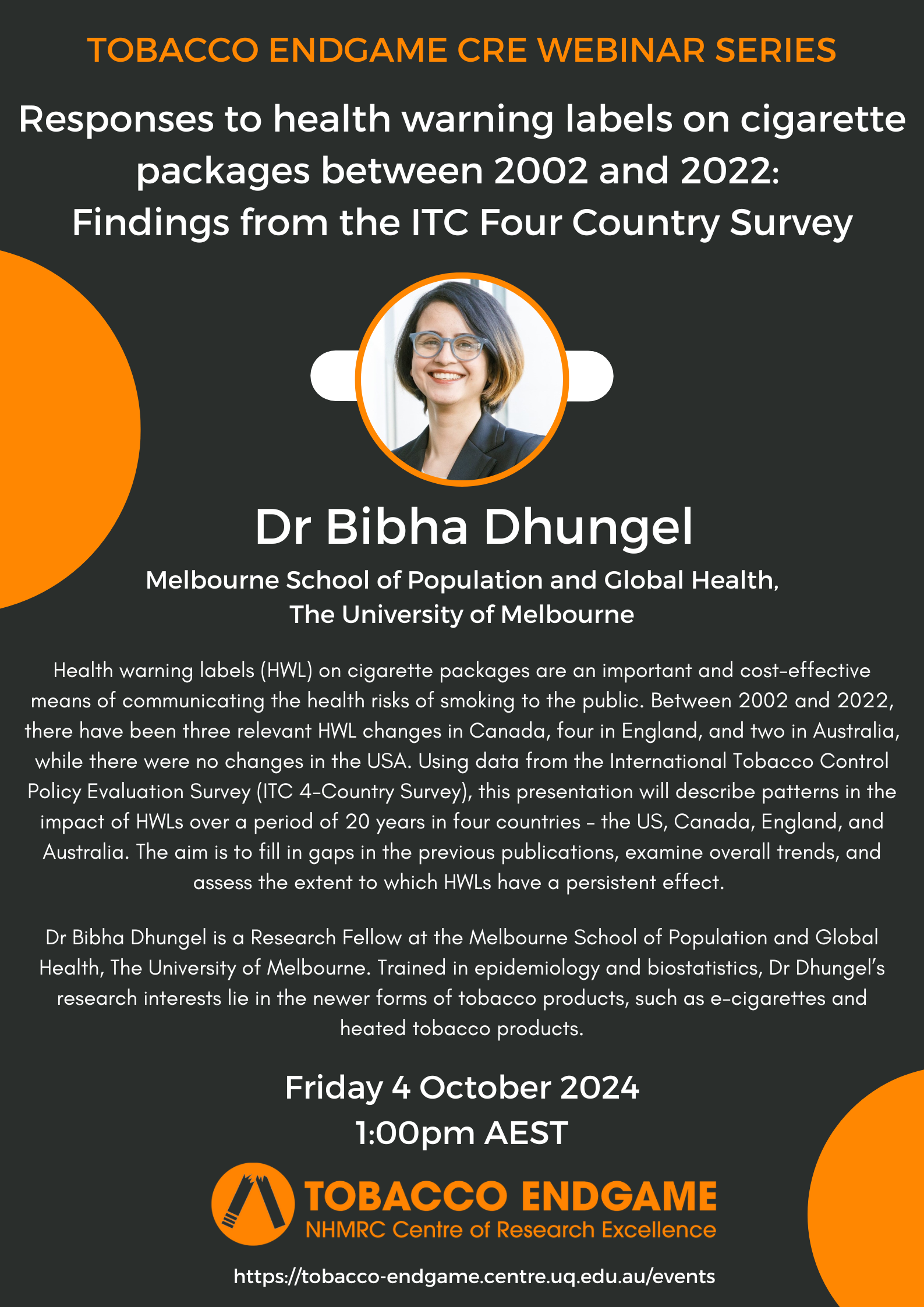 Tobacco Endgame CRE Events - Centre of Research Excellence on Achieving the Tobacco Endgame ...